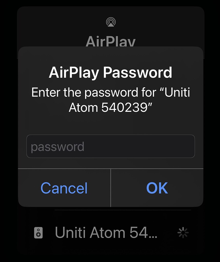 AirPlay password on Atom - Streaming Audio - Naim Audio - Community