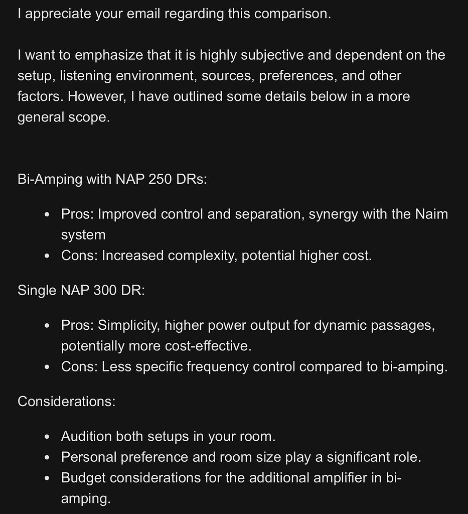 Passive bi amping (once again) - Hi-Fi Corner - Naim Audio - Community