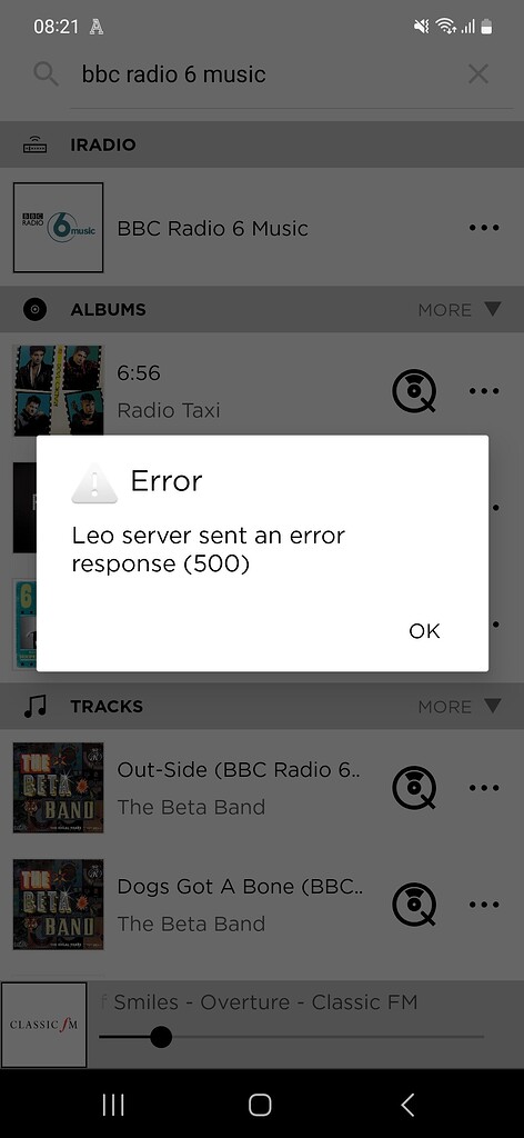 ERROR Message for all BBC iradio stations - Streaming Audio - Naim ...